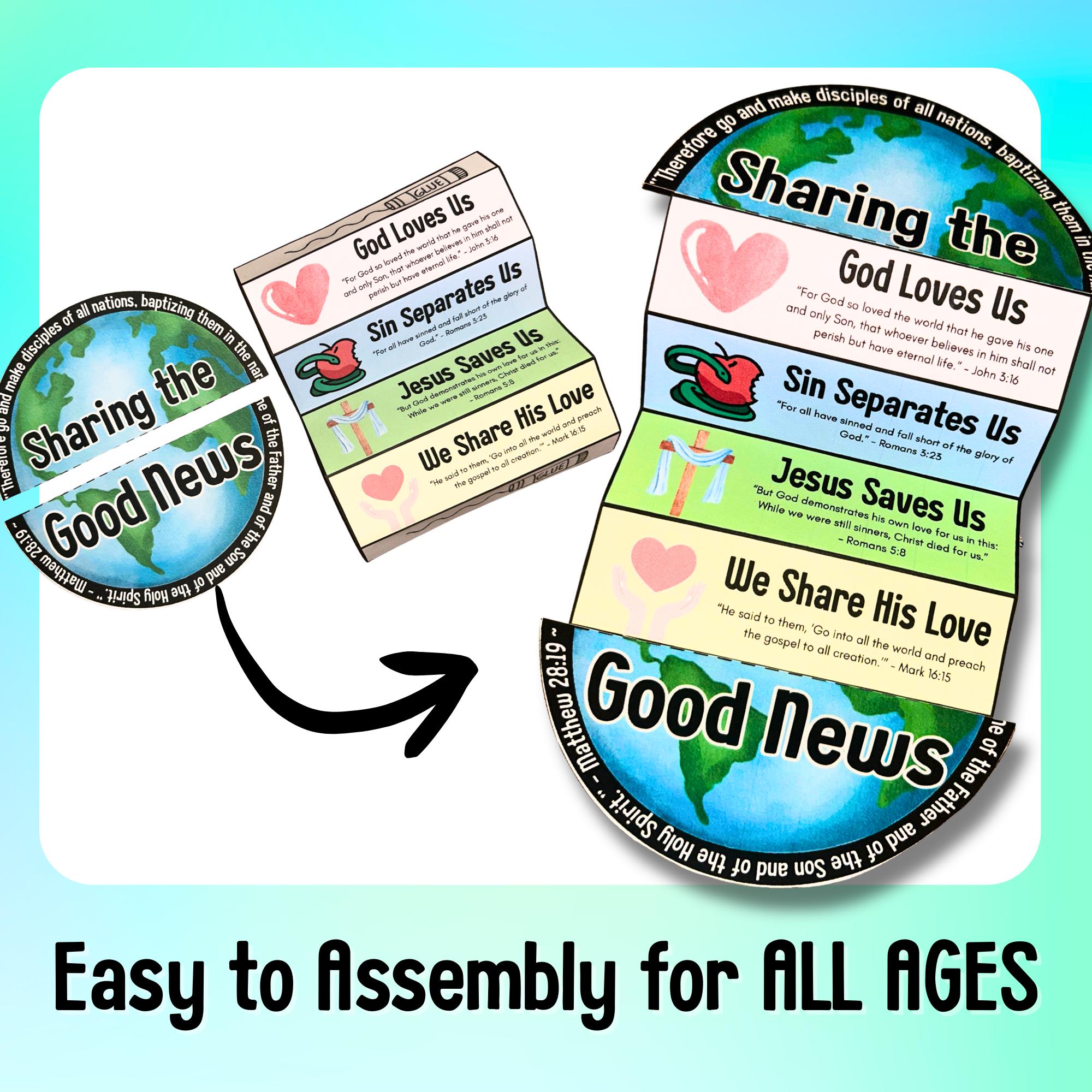 Sharing the Good News Foldable Craft | Great Commission Bible Activity ...