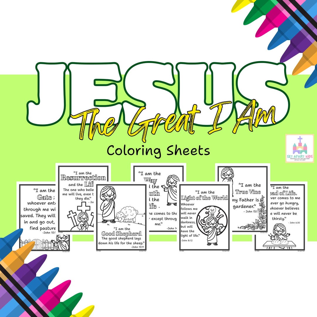 Jesus 'I Am' Statements Coloring Pages: Gospel of John Bible Activity ...