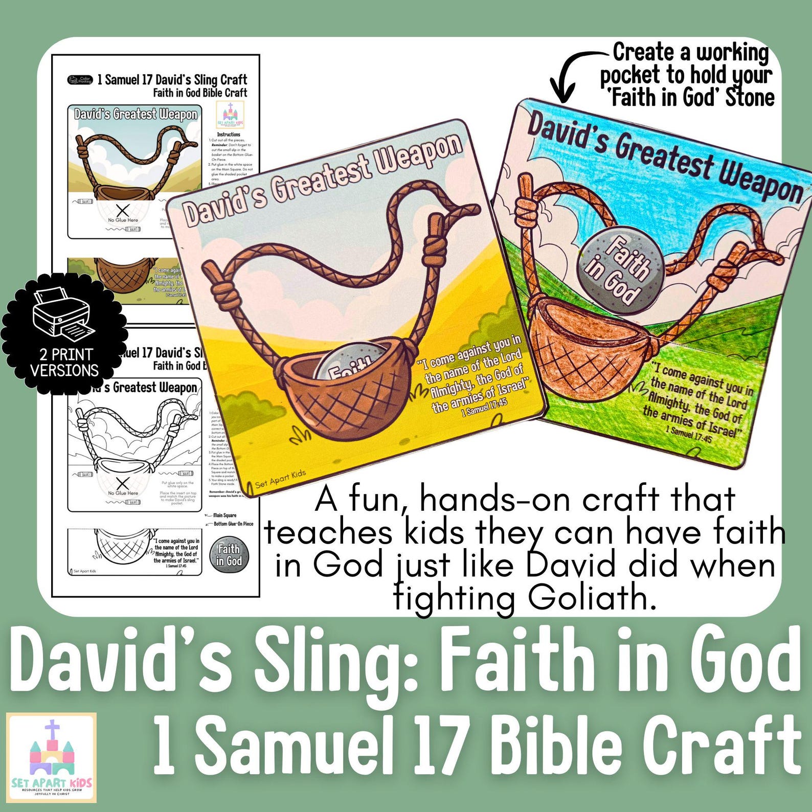 David Bible Craft for Kids - 1 Samuel 17 Faith in God Sling Activity ...