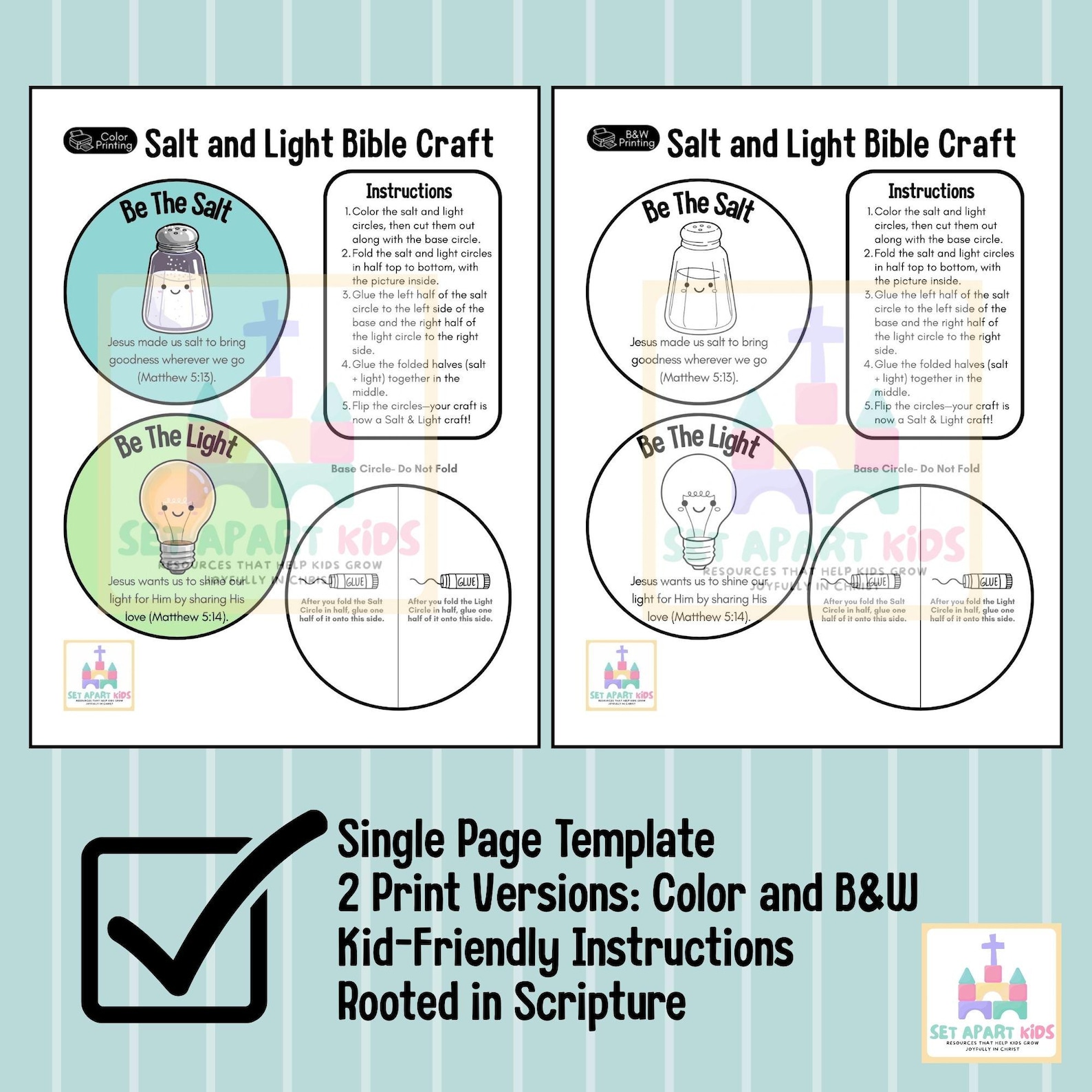Salt and Light Bible Craft for Kids | Matthew 5:13-16 Sunday School ...
