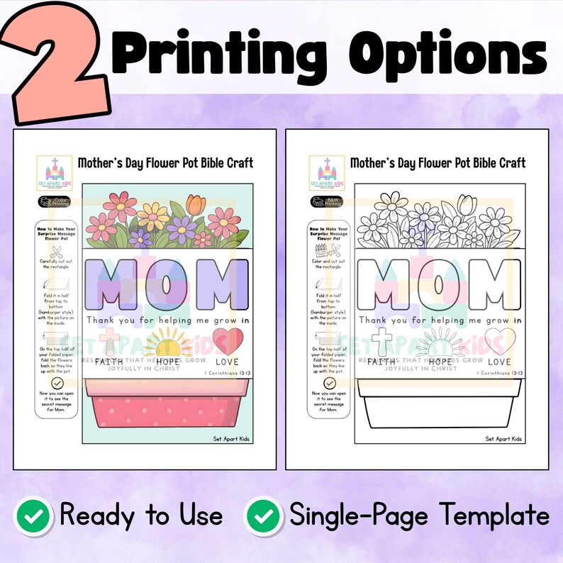 Mother’s Day Bible Craft for Kids | Sunday School Mom Gift | Faith Hope ...