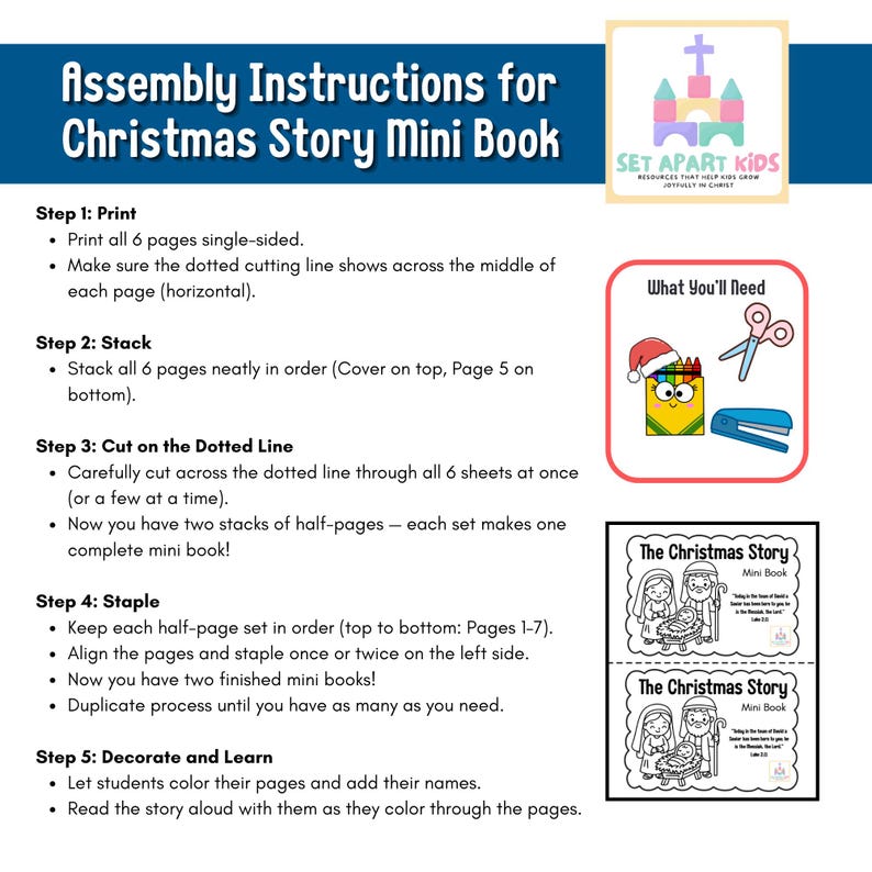 Christmas Story Mini Book Craft | Winter Christian Kids Activity Jesus ...