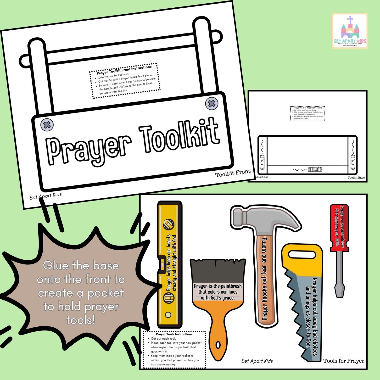 Prayer Toolkit Craft for Kids | Printable Christian Activity | Fun ...
