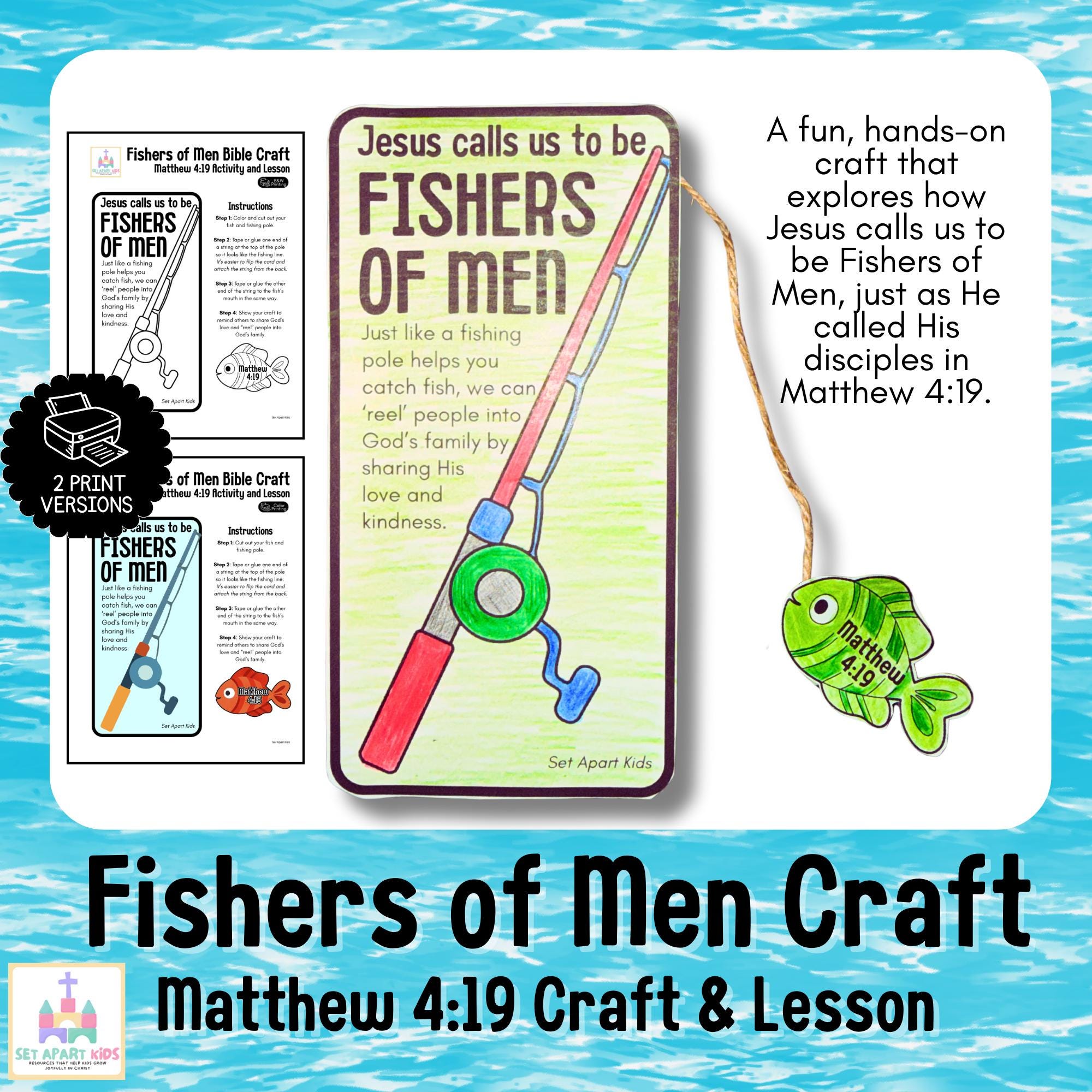 Fishers of Men Craft for Kids | Matthew 4:19 Bible Activity | Sunday ...