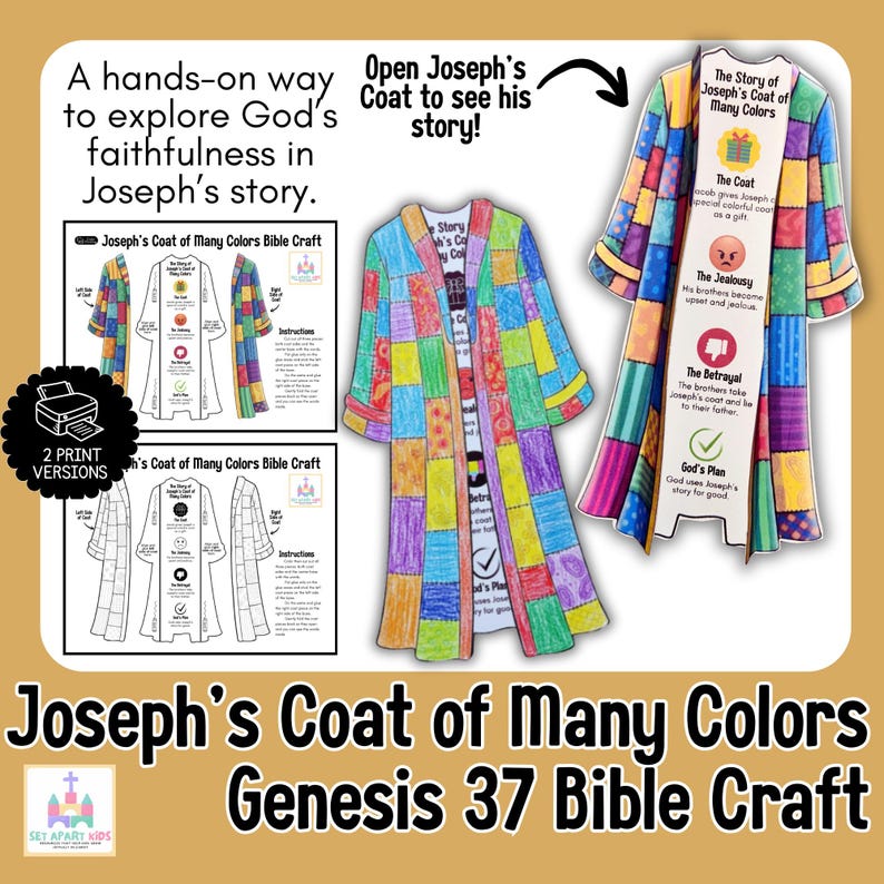 Joseph's Coat of Many Colors Bible Craft | Genesis 37 Sunday School ...