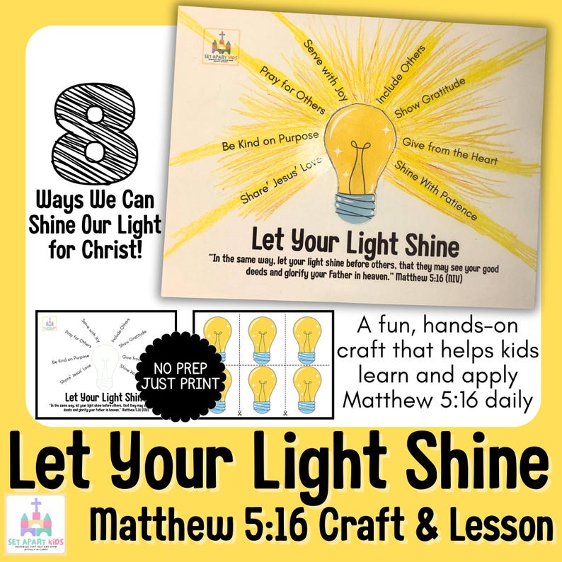 Let Your Light Shine Bible Craft | Matthew 5:16 Lesson and Activity ...