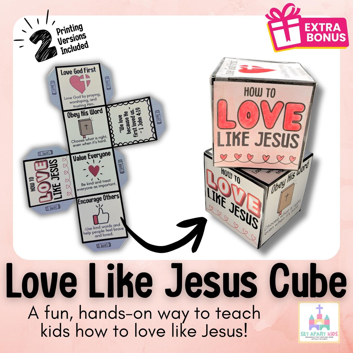 Love Like Jesus Valentine's Day Cube Craft | Christian Activity for ...