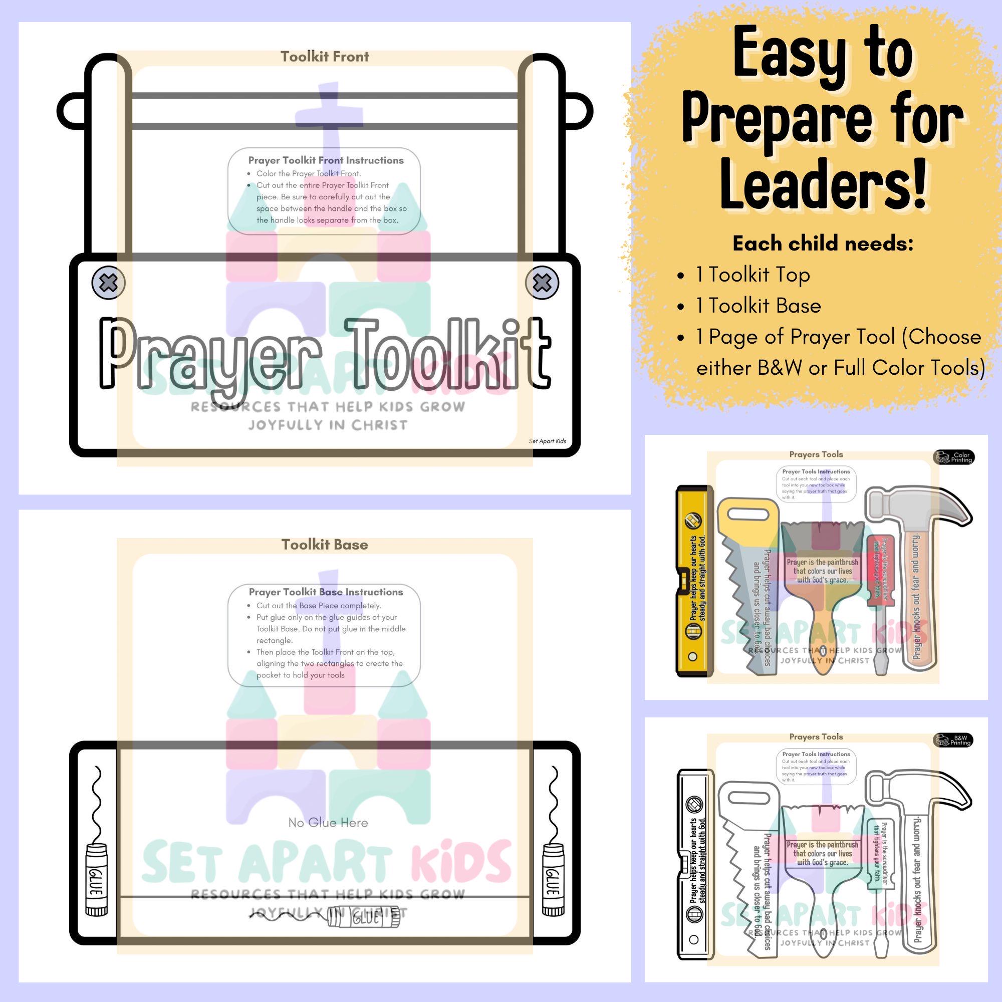 Prayer Toolkit Craft for Kids | Printable Christian Prayer Activity ...