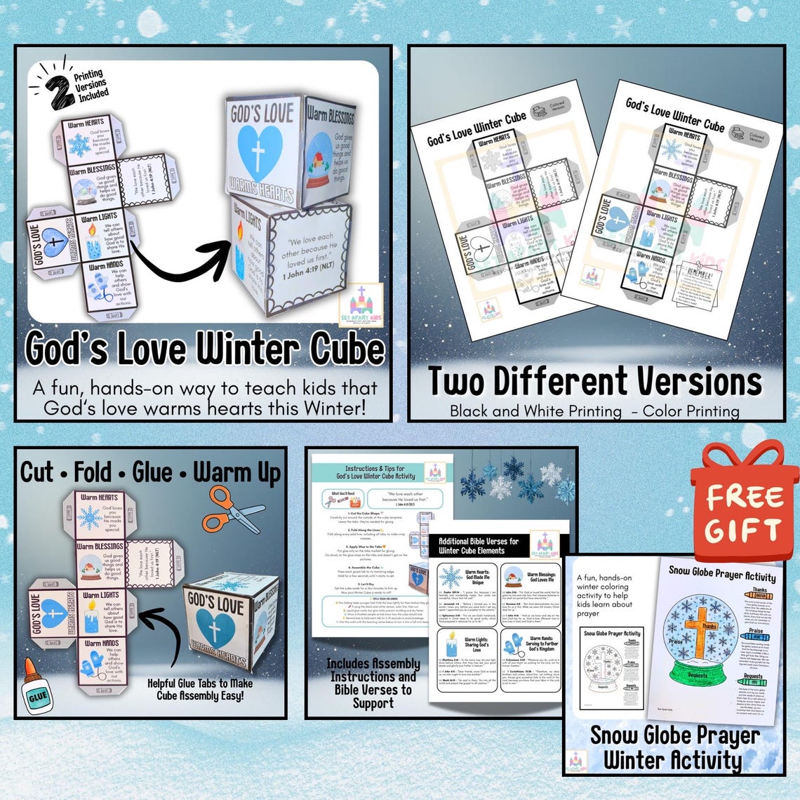Winter Bible Craft Bundle | Snowflake, Snowman, and Winter Cube, Sunday ...