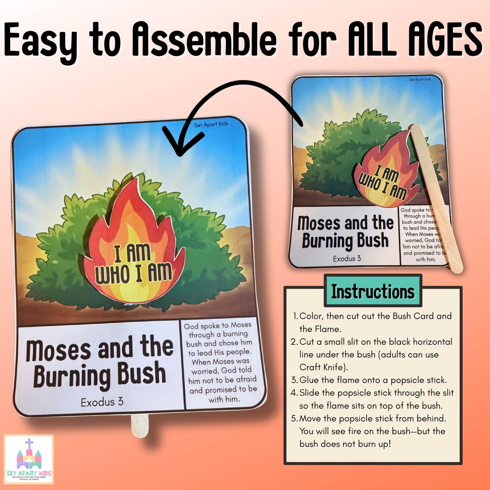 Moses and the Burning Bush Bible Craft for Kids | Exodus 3 Sunday ...