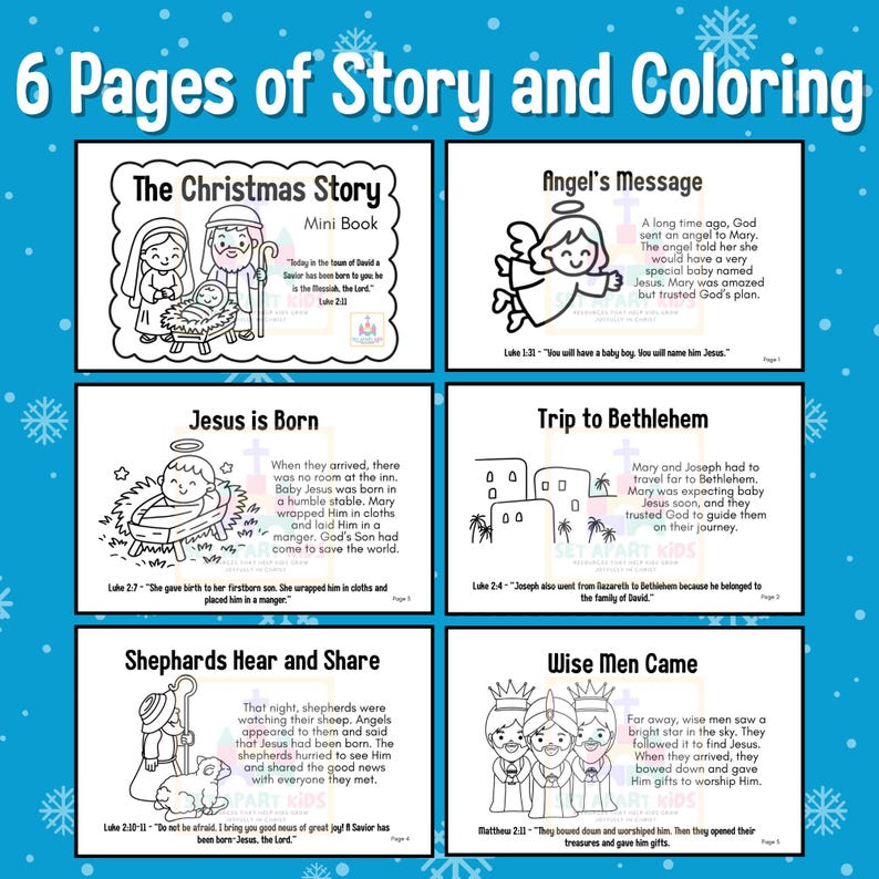 Christmas Story Mini Book Craft | Winter Christian Kids Activity Jesus ...