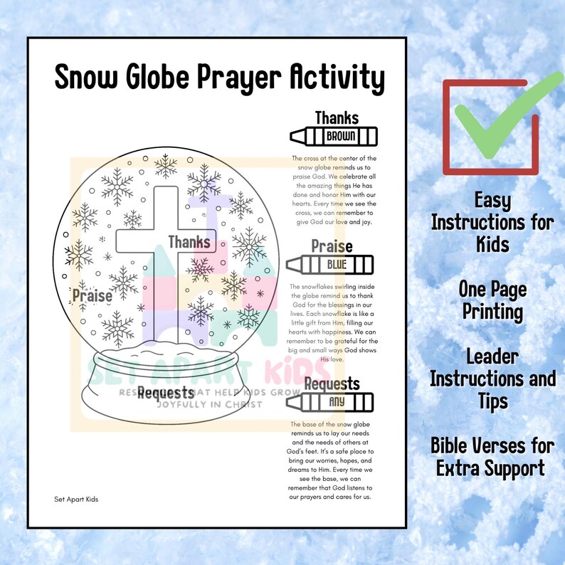 Snow Globe Prayer Winter Activity | Hands-on Christian Activity for ...