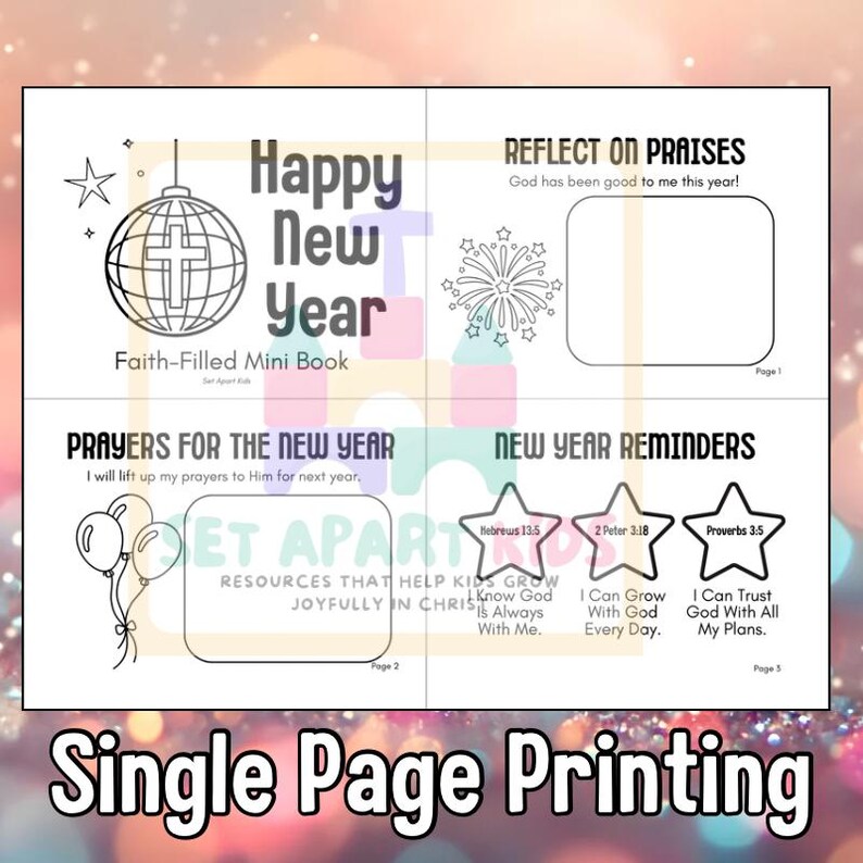 New Year Mini Book Bible Craft | Sunday School New Years Eve Activity ...
