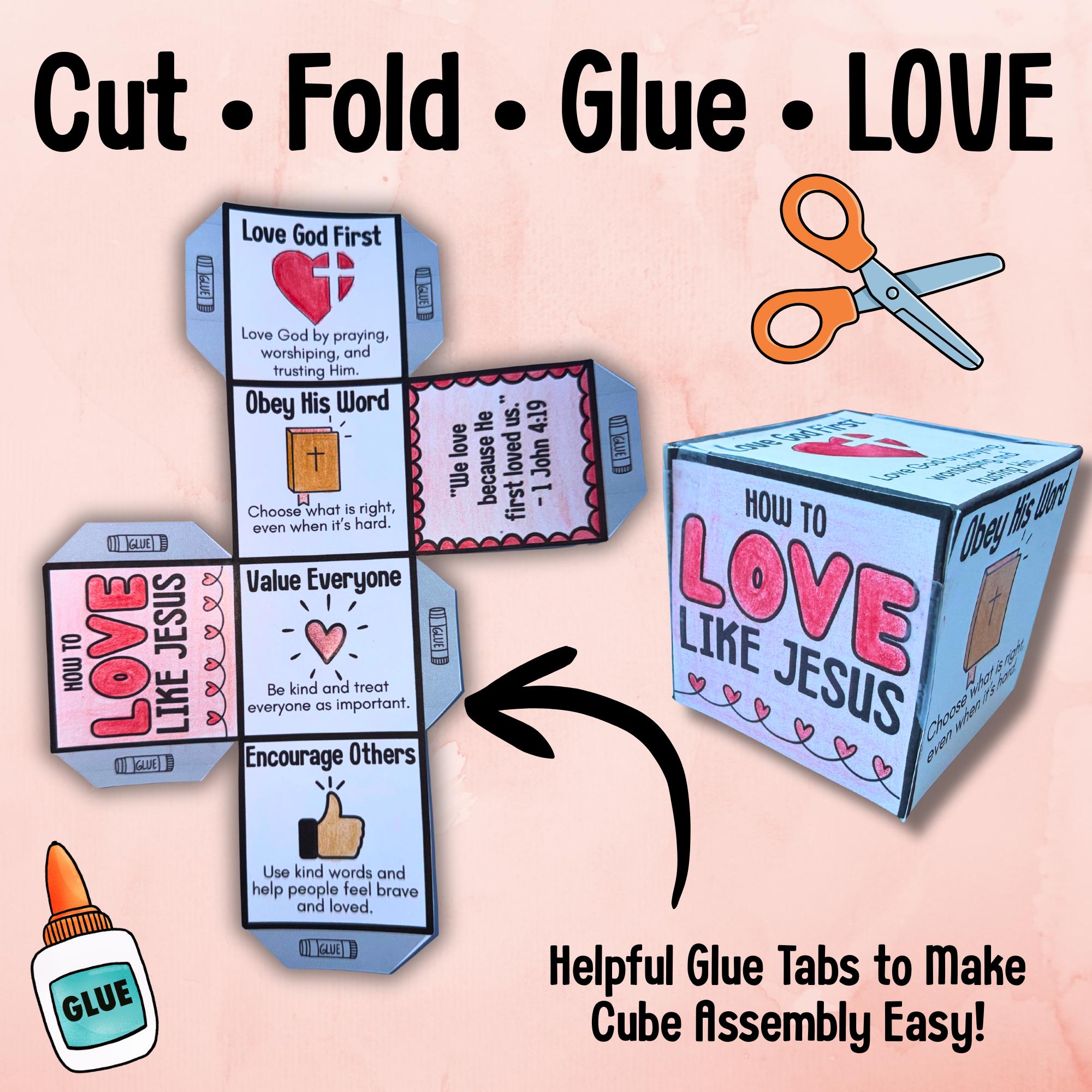 Love Like Jesus Valentine's Day Cube Craft | Christian Activity for ...