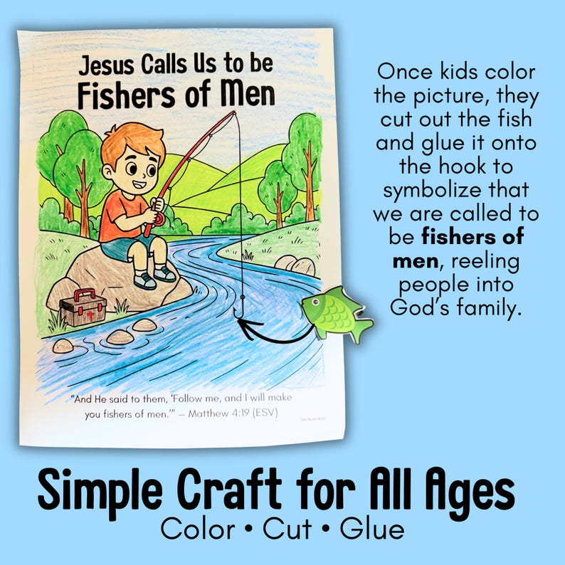 Fishers of Men Bible Craft | Matthew 4 Bible Activity for Kids ...