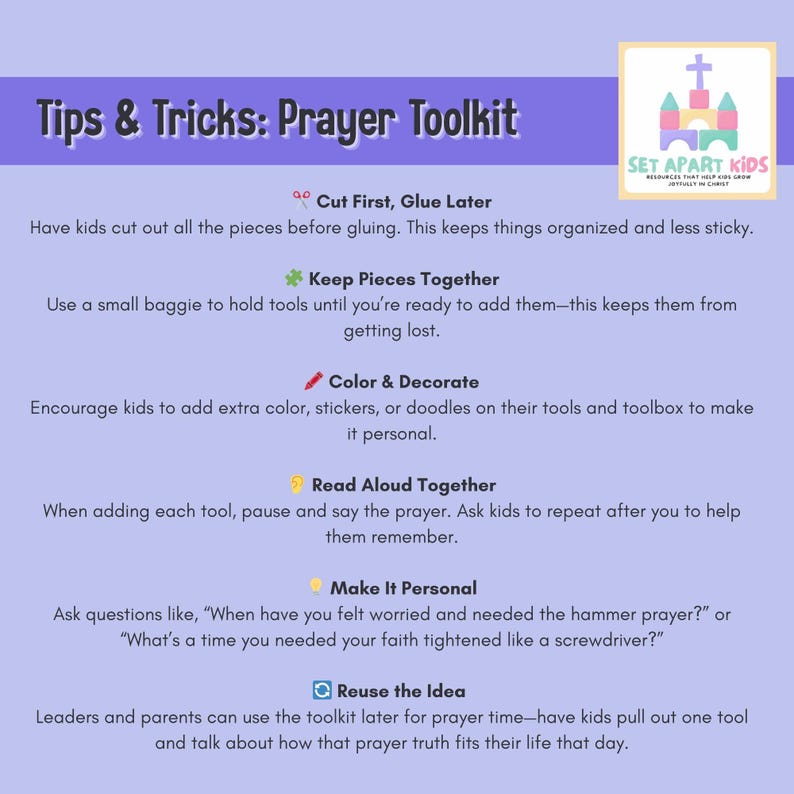 Prayer Toolkit Craft for Kids | Printable Christian Activity | Fun ...