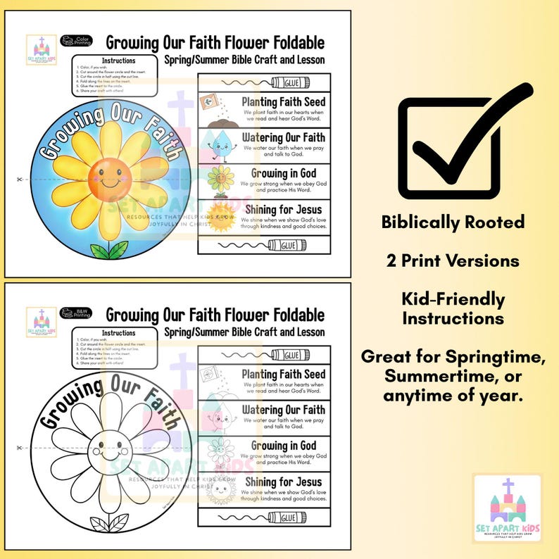 Growing Our Faith Flower Bible Craft for Kids – Sunday School Spring ...