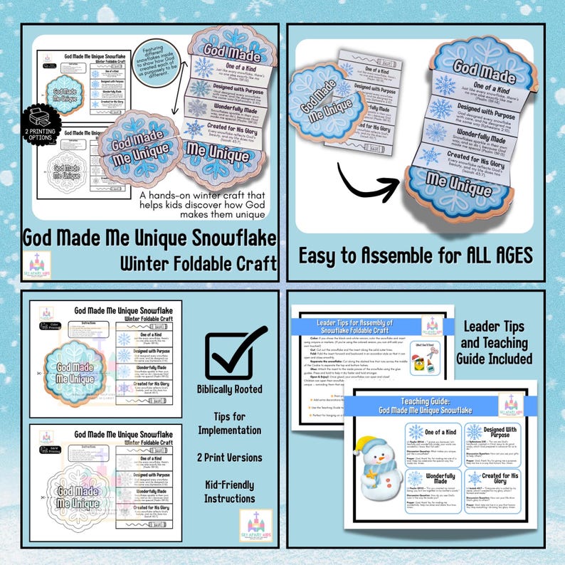 Winter Bible Craft Bundle | Snowflake, Snowman, and Winter Cube, Sunday ...