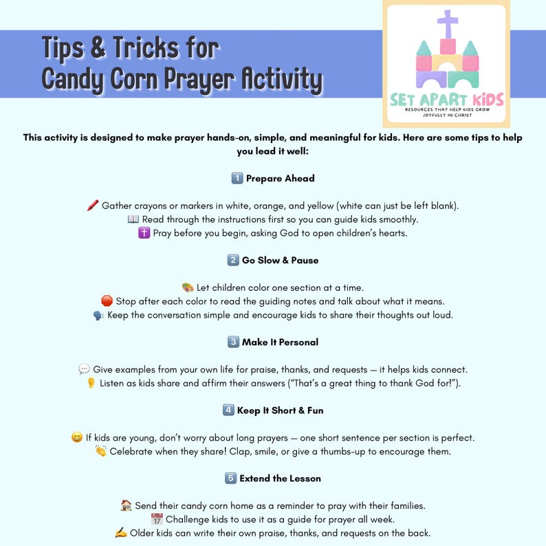 Candy Corn Prayer Fall Activity | Hands-on Christian Activity for Kids ...