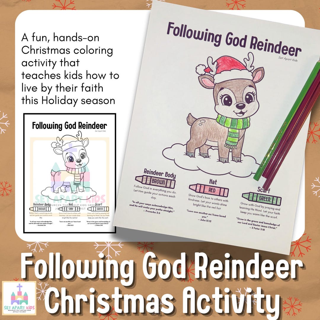 Following God Reindeer Coloring Activity | Christmas & Winter Christian ...