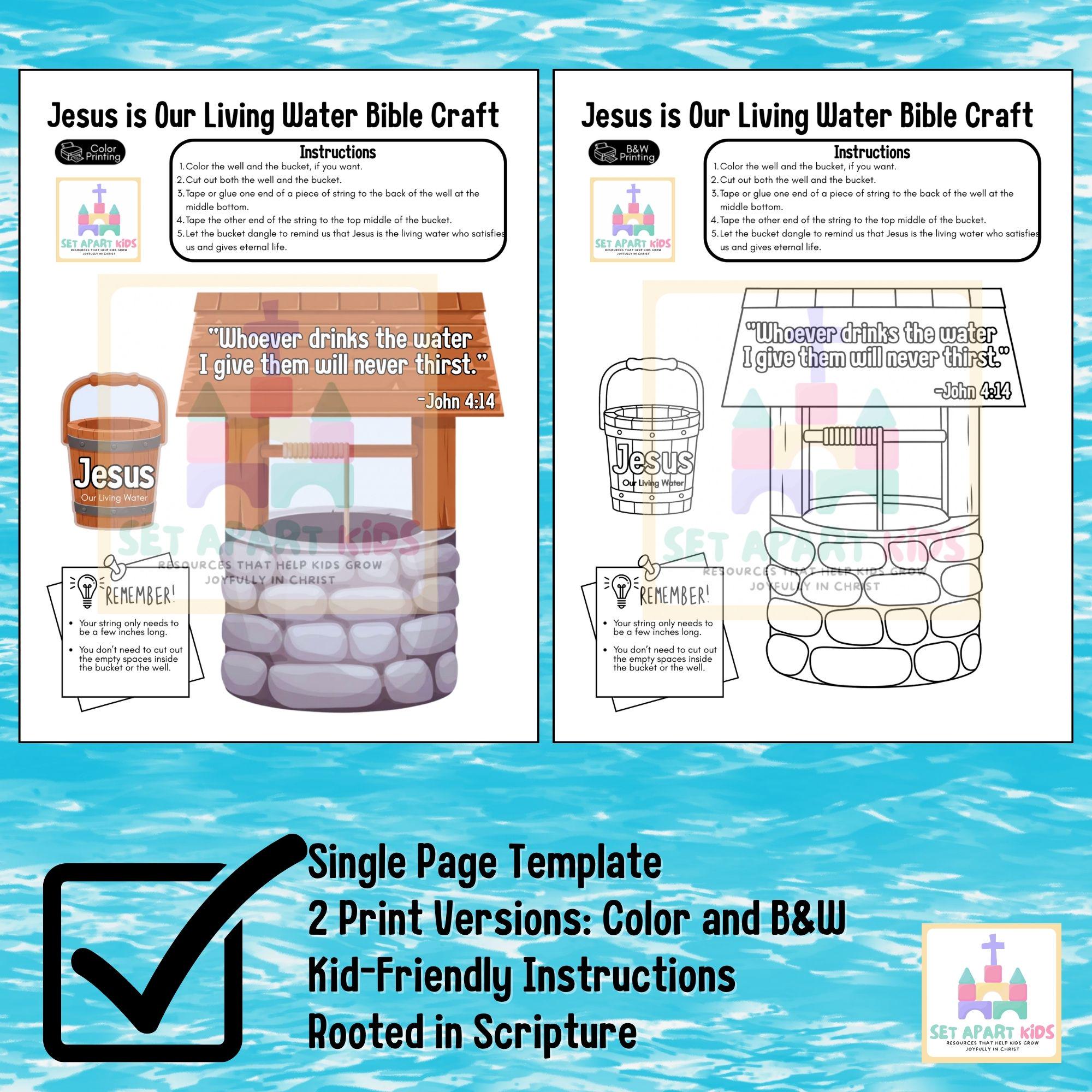 Living Water Jesus Bible Craft | Samaritan Women at the Well Sunday ...
