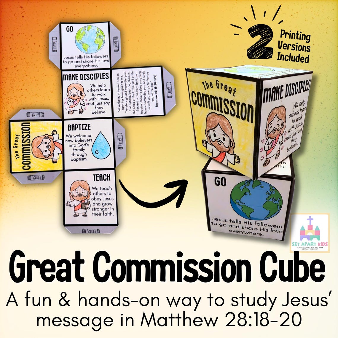 Great Commission Cube | Matthew 28:18-20 Bible Craft | Sunday School ...