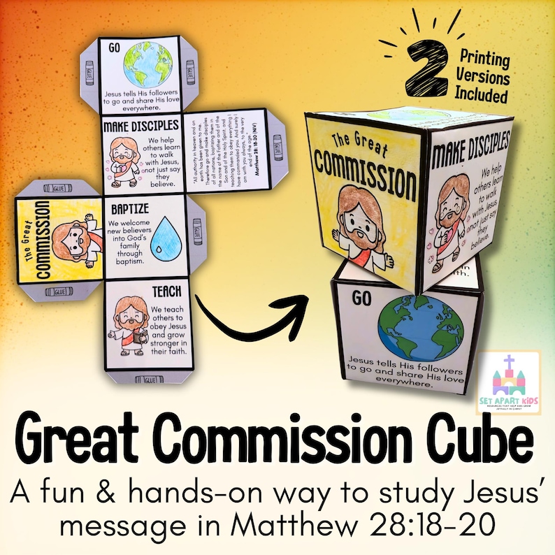 Great Commission Cube | Matthew 28:18-20 Bible Craft | Sunday School ...