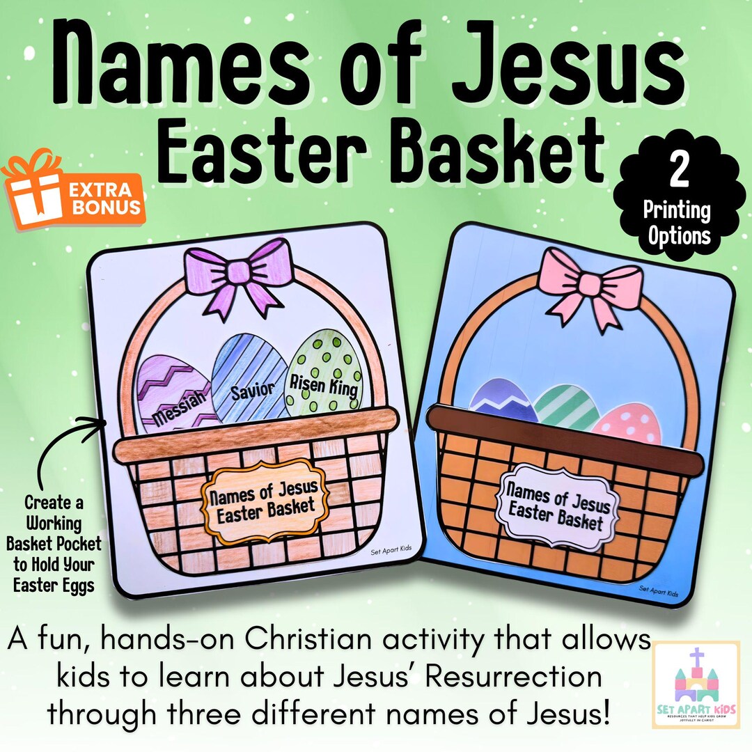 Easter Basket Bible Craft for Kids | Names of Jesus Christian Activity ...