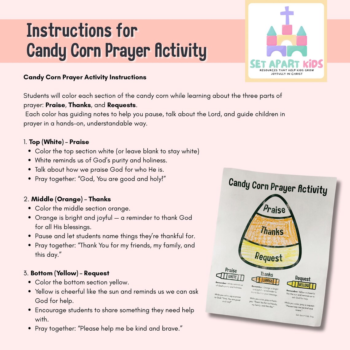 Candy Corn Prayer Fall Activity | Hands-on Christian Activity for Kids ...