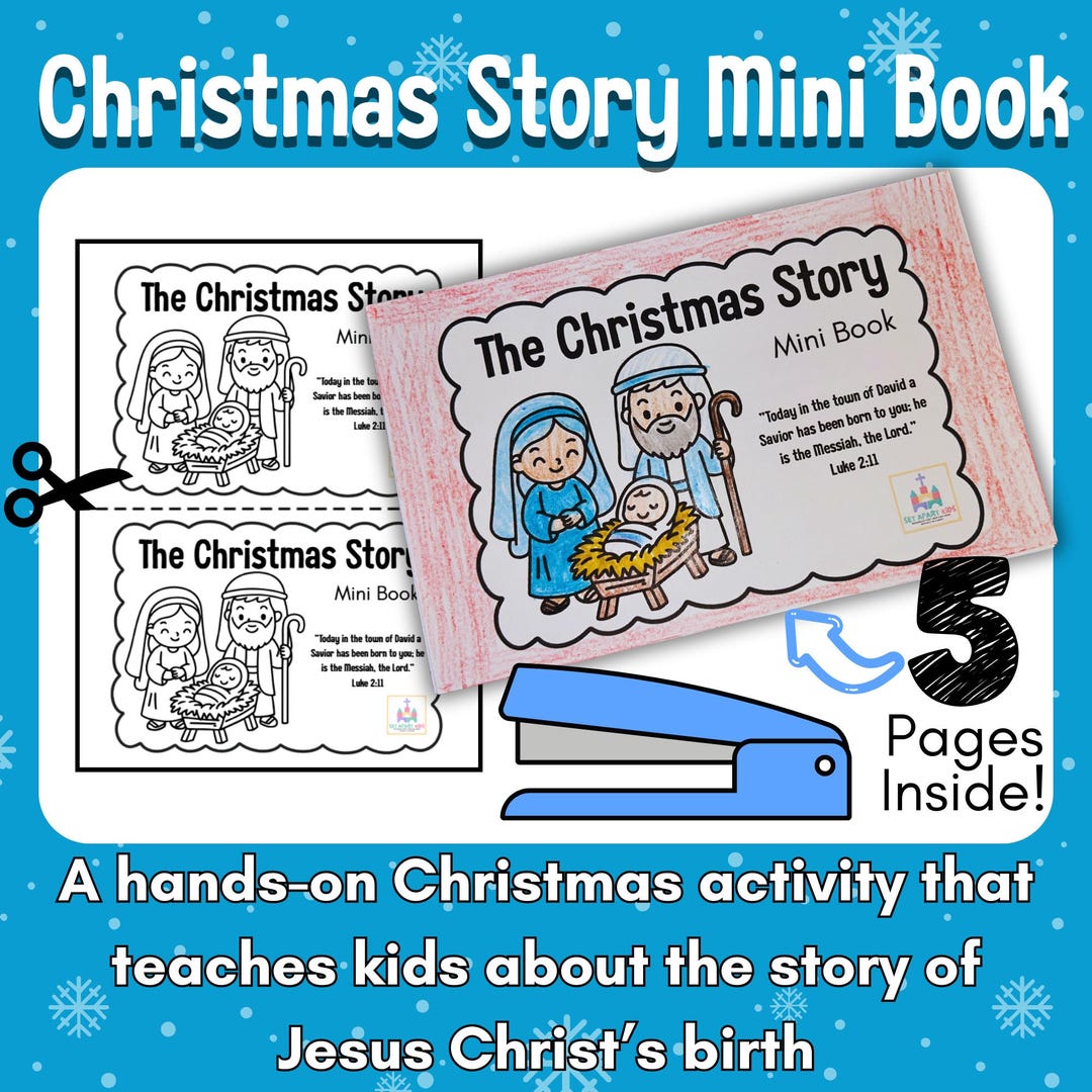 Christmas Story Mini Book Craft | Winter Christian Kids Activity Jesus ...