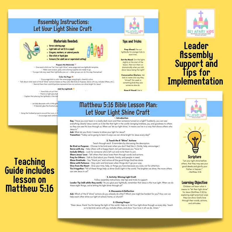 Let Your Light Shine Bible Craft | Matthew 5:16 Lesson and Activity ...