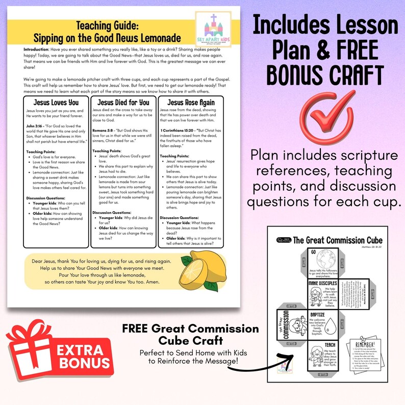 Sharing the Good News Lemonade Craft | Great Commission Bible Activity ...