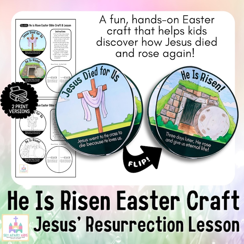 He is Risen Easter Bible Craft for Kids | Jesus’ Resurrection Sunday ...