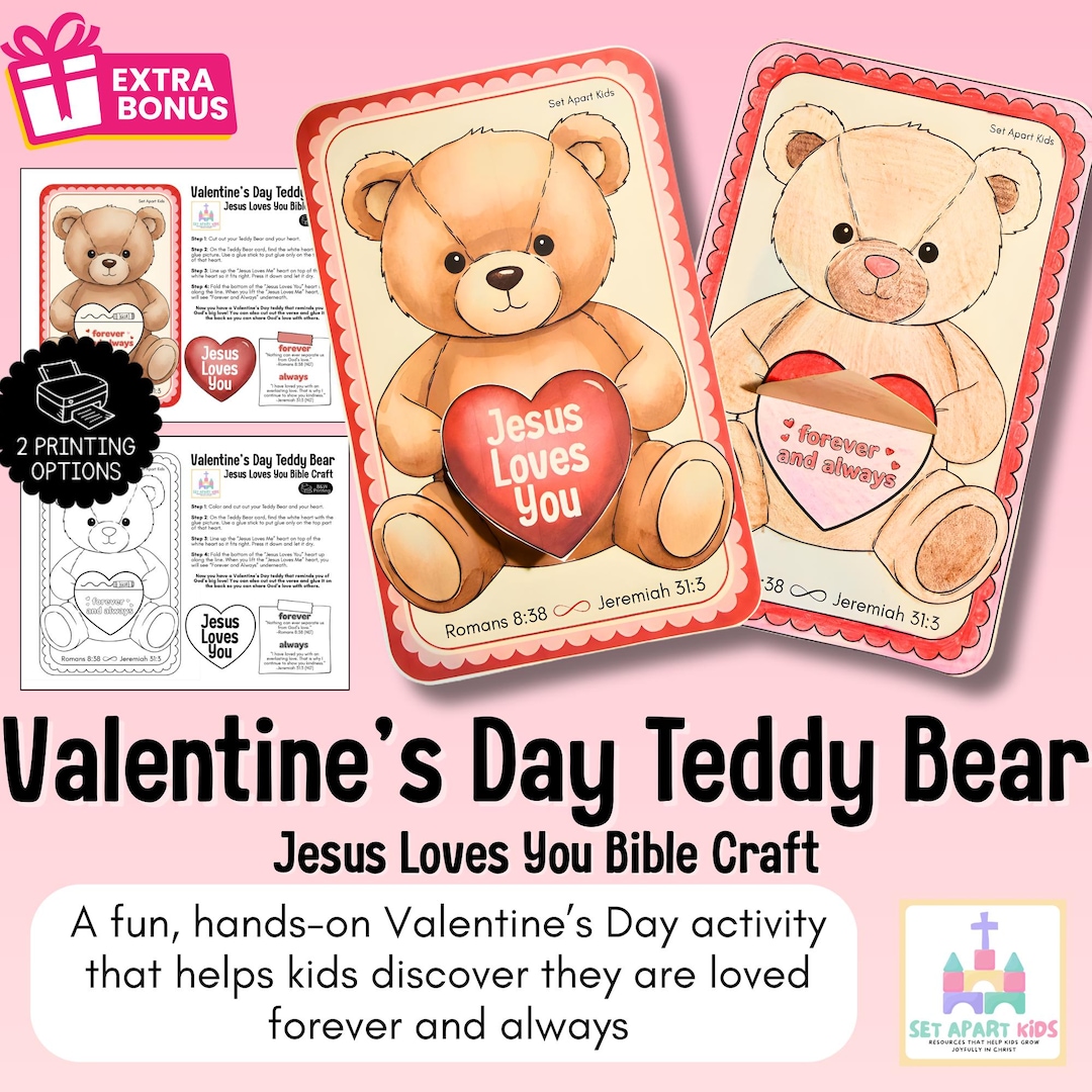 Valentine's Day Bible Craft for Kids | Jesus Loves You Teddy Bear ...