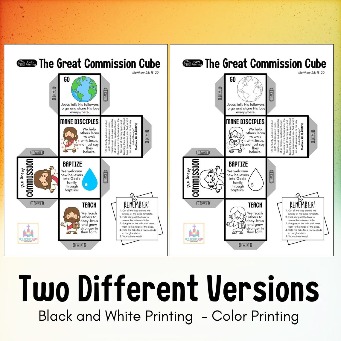 Great Commission Cube | Matthew 28:18-20 Bible Craft | Sunday School ...