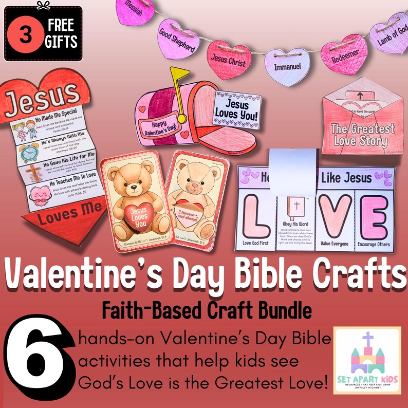 Christian Valentine's Day Craft for Kids BUNDLE | 6 Bible Activity for ...