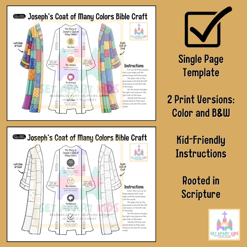 Joseph's Coat of Many Colors Bible Craft | Genesis 37 Sunday School ...