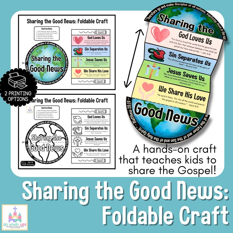 Sharing the Good News Foldable Craft | Great Commission Bible Activity ...