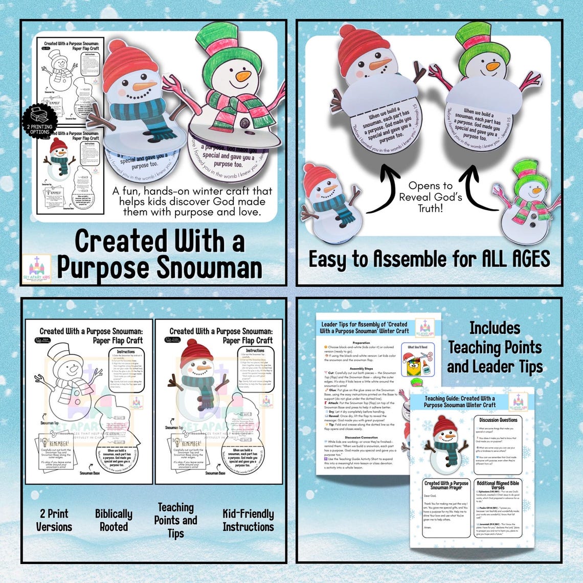 Winter Bible Craft Bundle | Snowflake, Snowman, and Winter Cube, Sunday ...