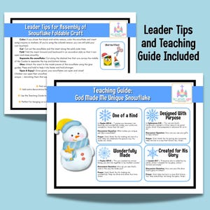 Snowflake Winter Foldable Craft: God Made Me Unique | Sunday School ...