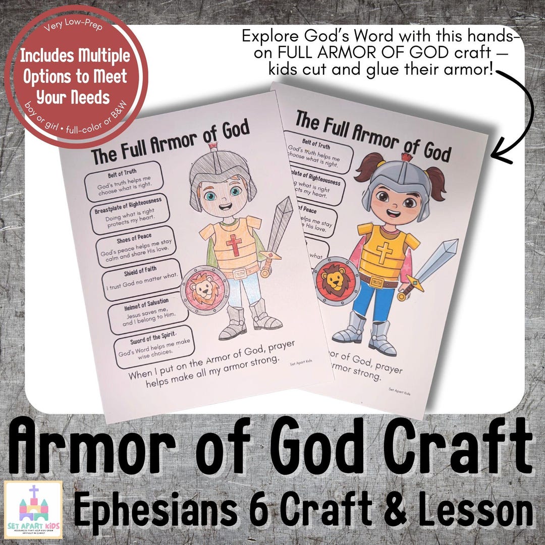 Armor of God Bible Craft for Kids | Ephesians 6 Sunday School Printable ...