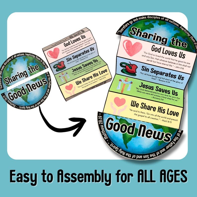 Sharing the Good News Foldable Craft | Great Commission Bible Activity ...