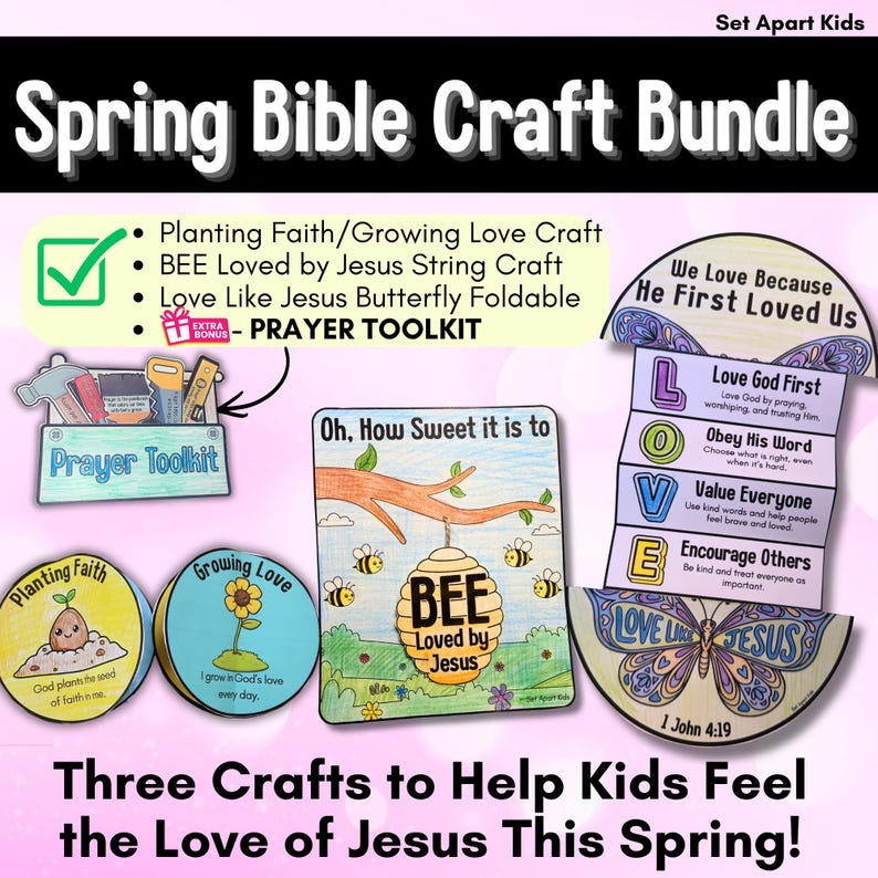 Spring Bible Crafts Bundle for Kids | Grow in Faith & Love Like Jesus ...