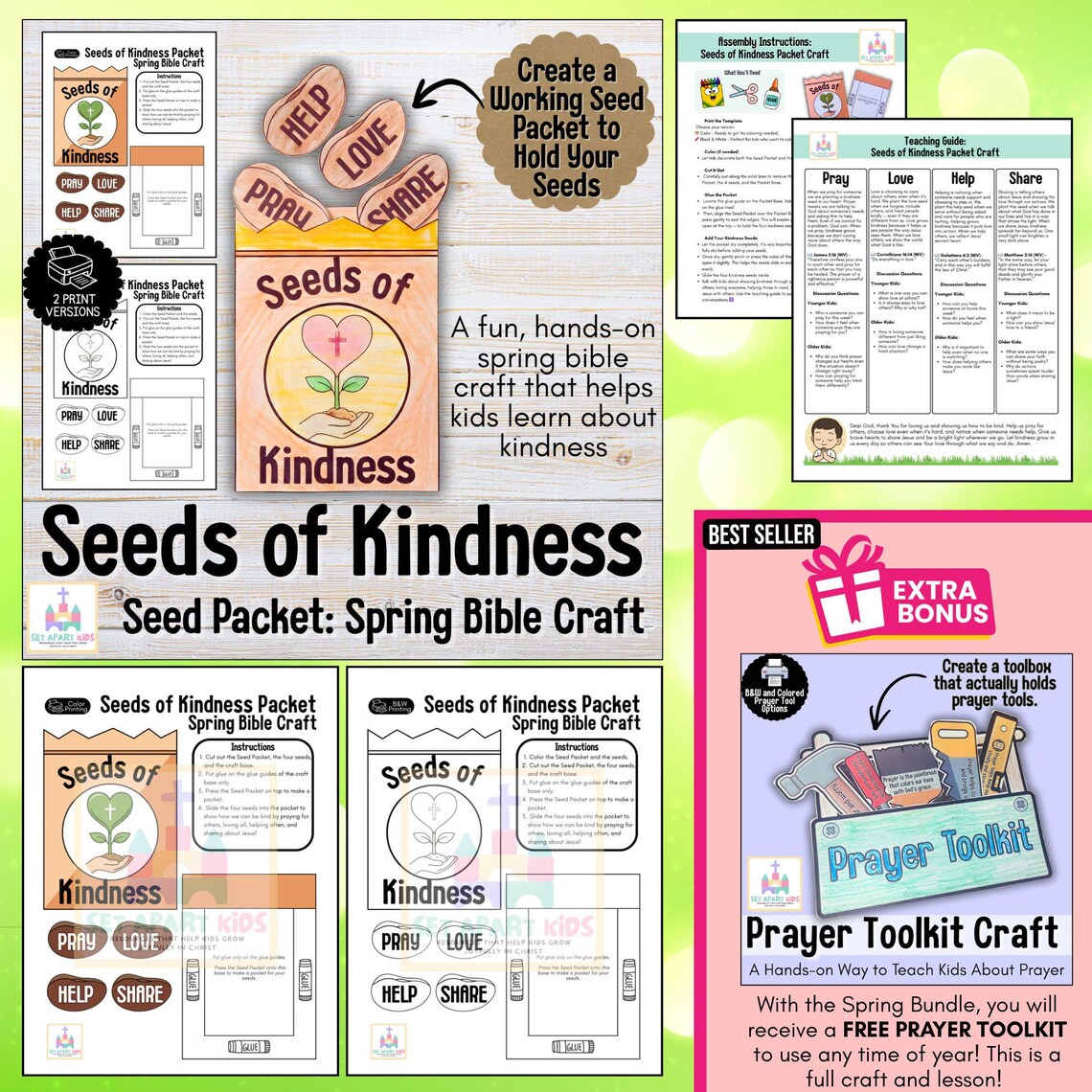 Spring Bible Crafts Bundle for Kids | Grow in Faith & Kindness Sunday ...