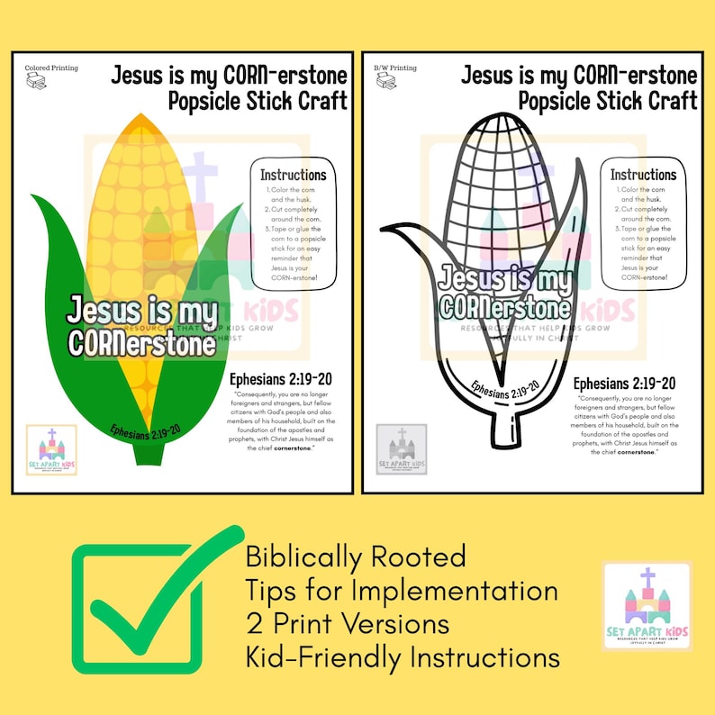 Jesus is My Cornerstone Fall Craft | Autumn Corn Bible Activity ...