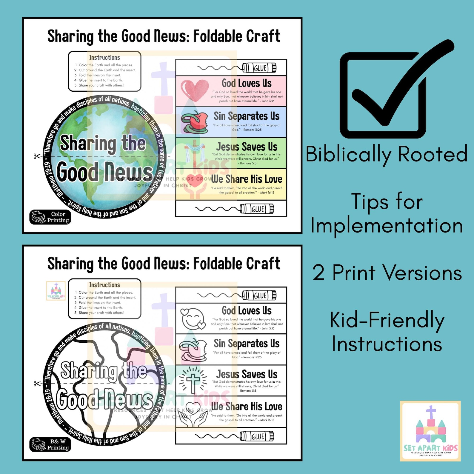 Sharing the Good News Foldable Craft | Great Commission Bible Activity ...