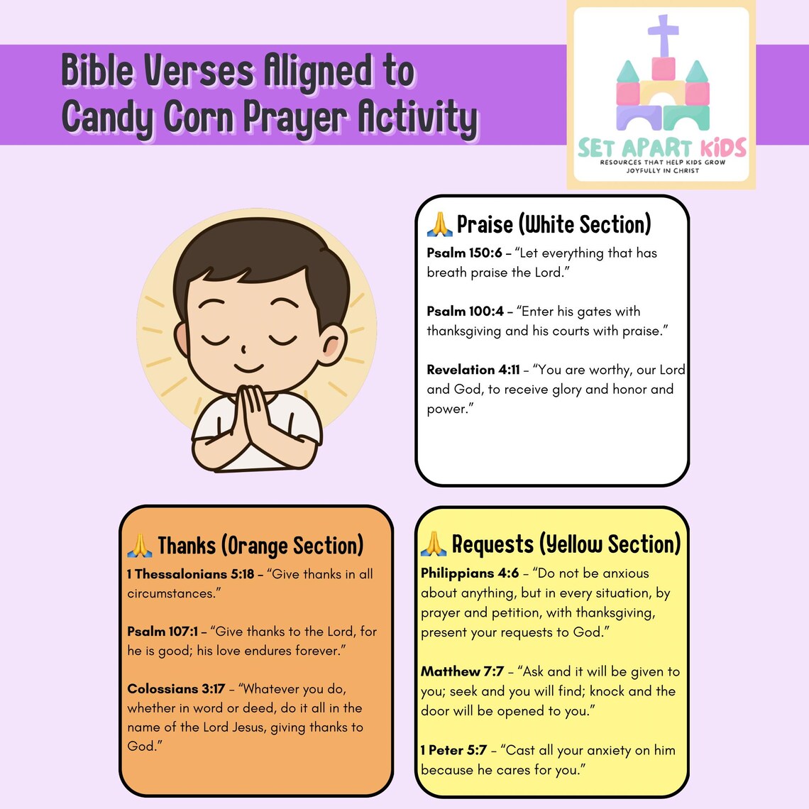 Candy Corn Prayer Fall Activity | Hands-on Christian Activity for Kids ...