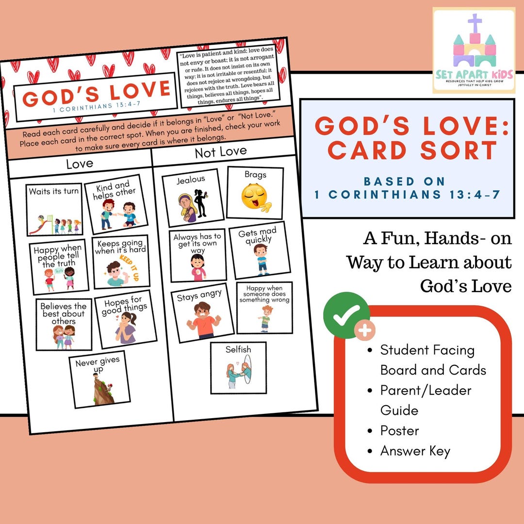 Valentine's Day Bible Activity for Kids | God's Love, 1 Corinthians 13 ...