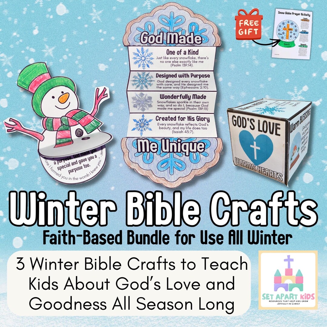 Winter Bible Craft Bundle | Snowflake, Snowman, and Winter Cube, Sunday ...
