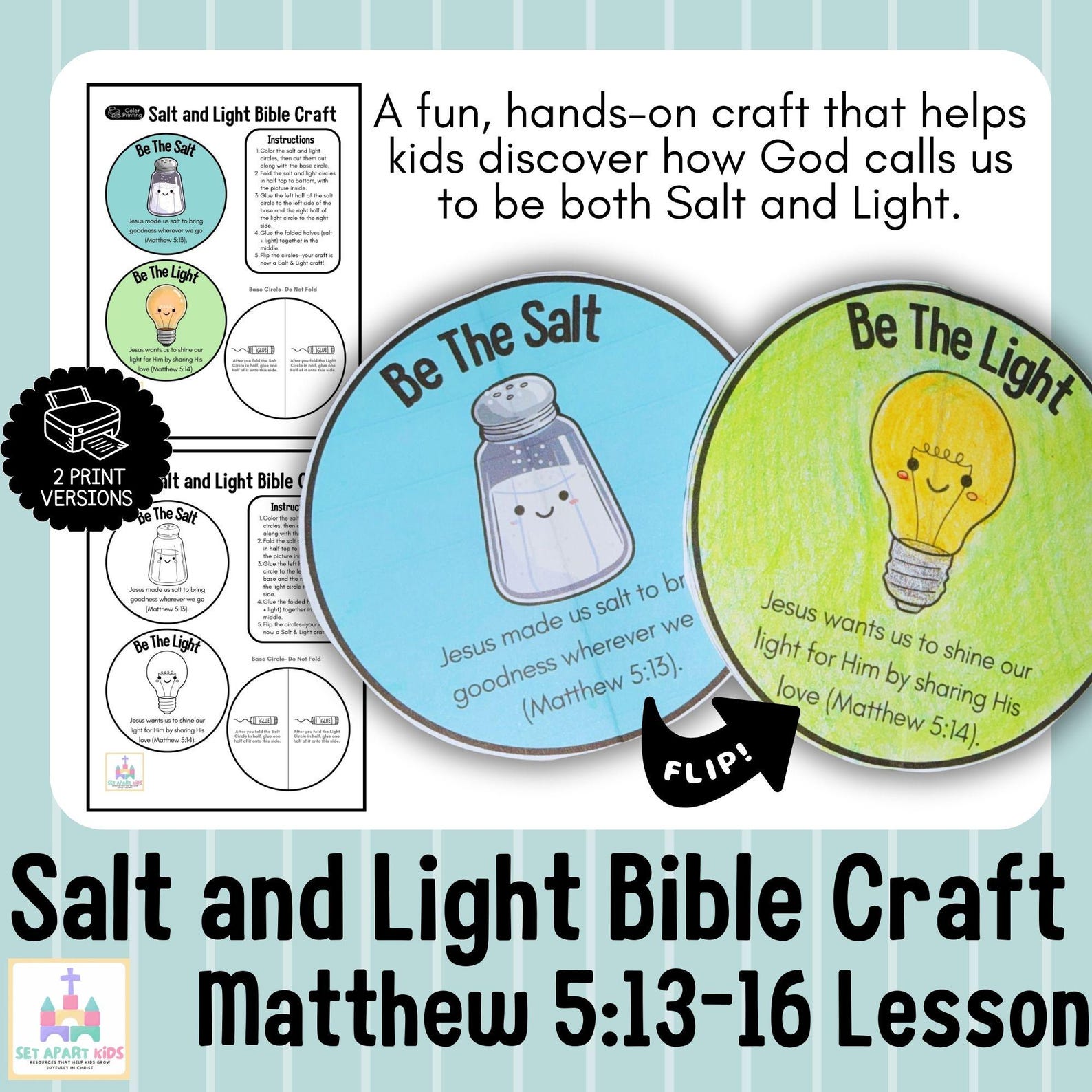 Salt and Light Bible Craft for Kids | Matthew 5:13-16 Sunday School ...